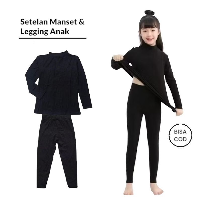 Jual Setelan Anak Manset Dan Legging Hitam Usia 5-8 Tahun Spandek ...