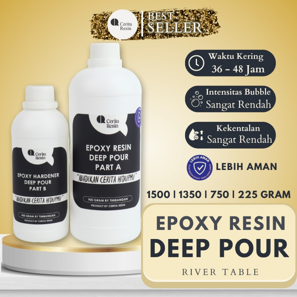 Jual CERITA RESIN - Epoxy Resin Deep Pour Resin Bening Untuk Homedecor River Table 1500/1350/750 ...