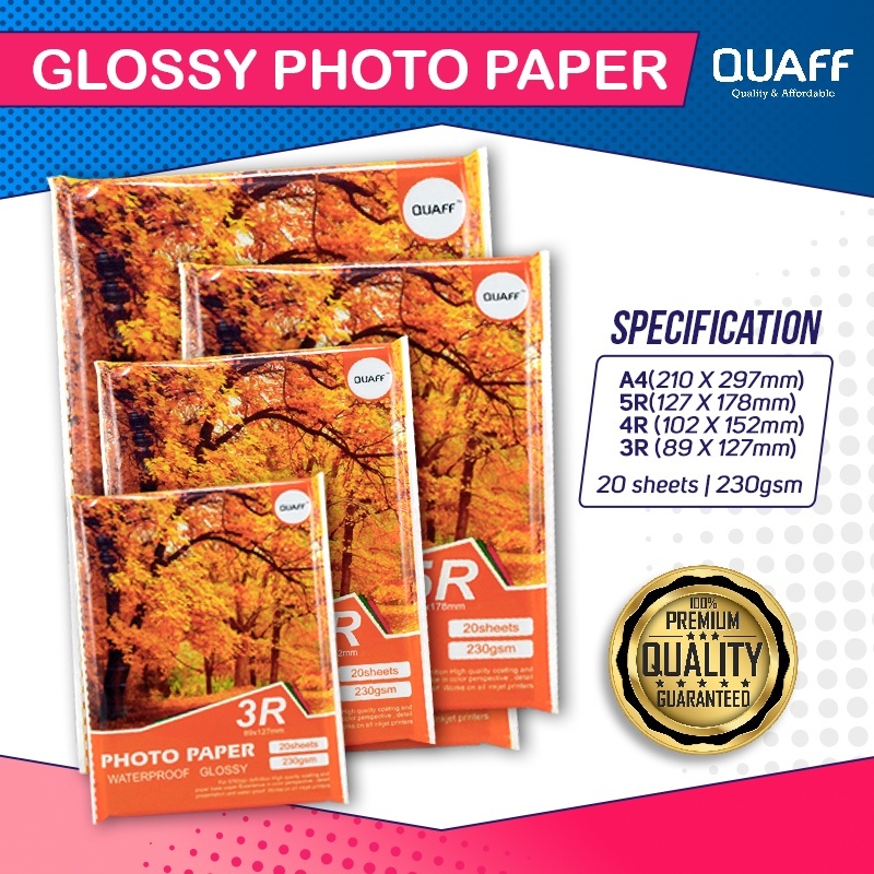 Jual Kertas Foto Glossy QUAFF Tipe Resin untuk Printer Inkjet 230gsm ...