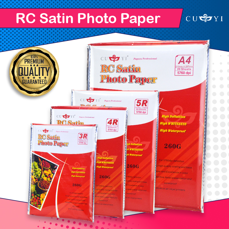 Jual Kertas Foto Inkjet CUYI RC Rough Satin 260gsm Ukuran A4, 3R, 4R ...