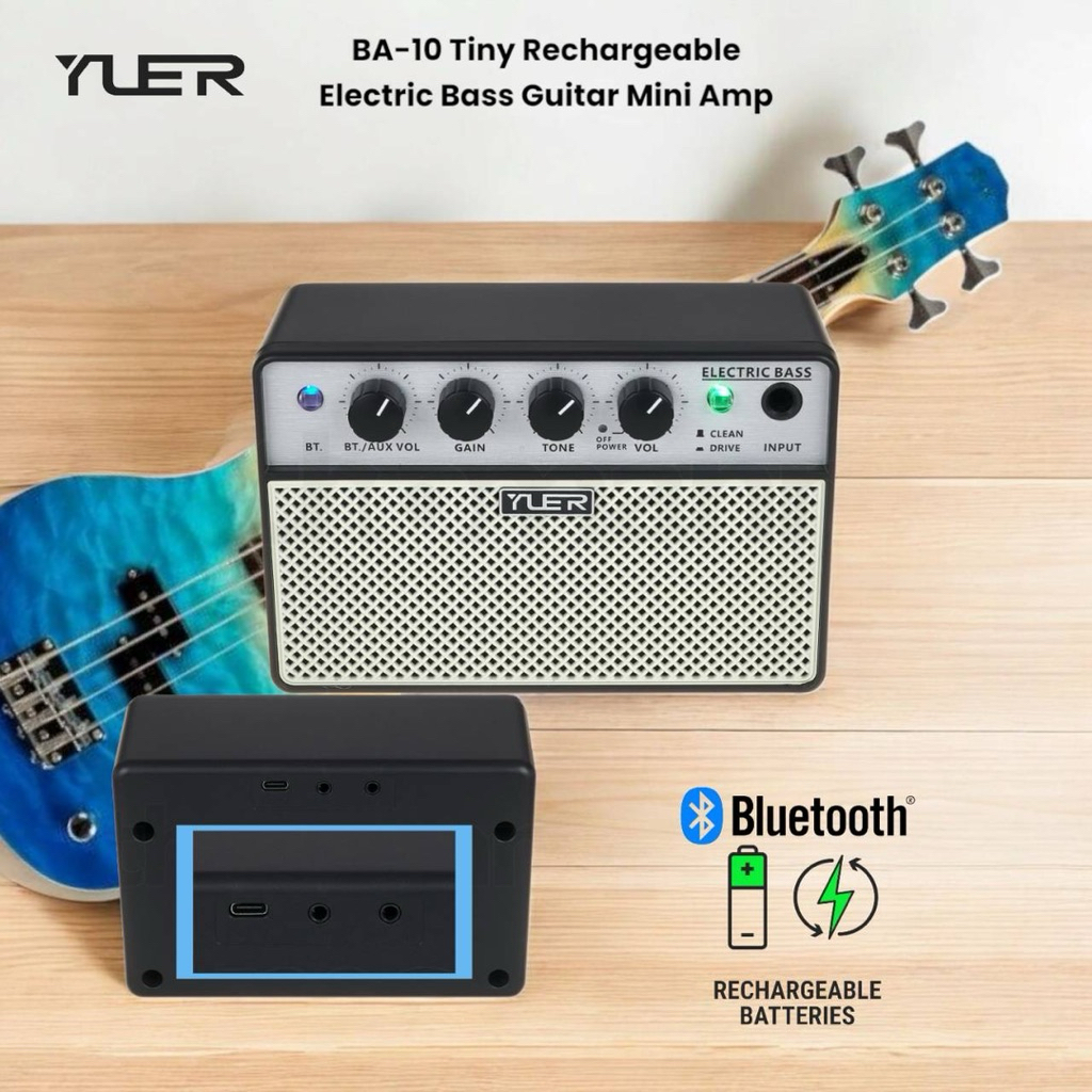 Jual Gitar Bass Elektrik Mini Amplifier Yuer BA-10 Bluetooth ...