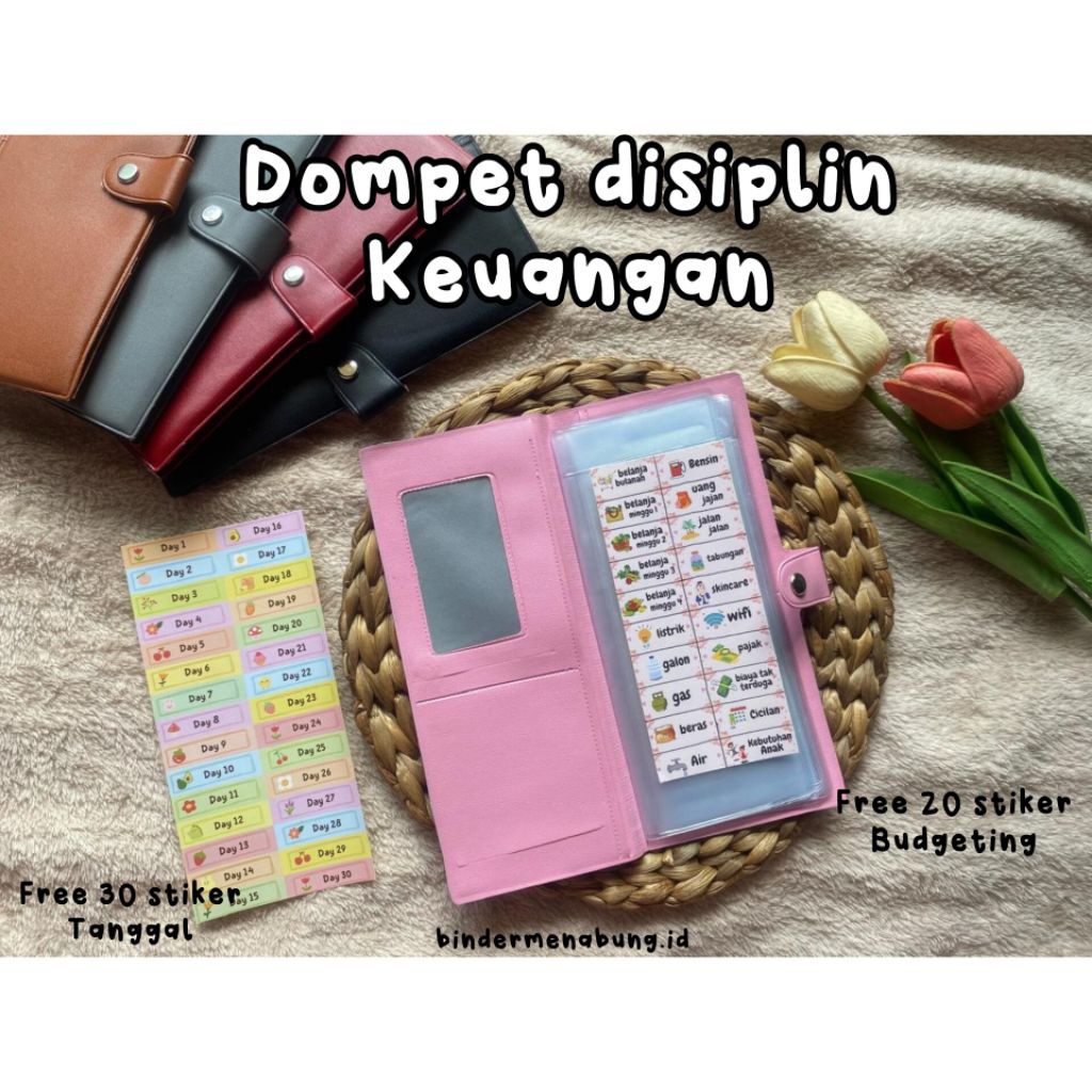 Jual Dompet keuangan polos kancing FREE 20 stiker budgeting + 30 stiker ...
