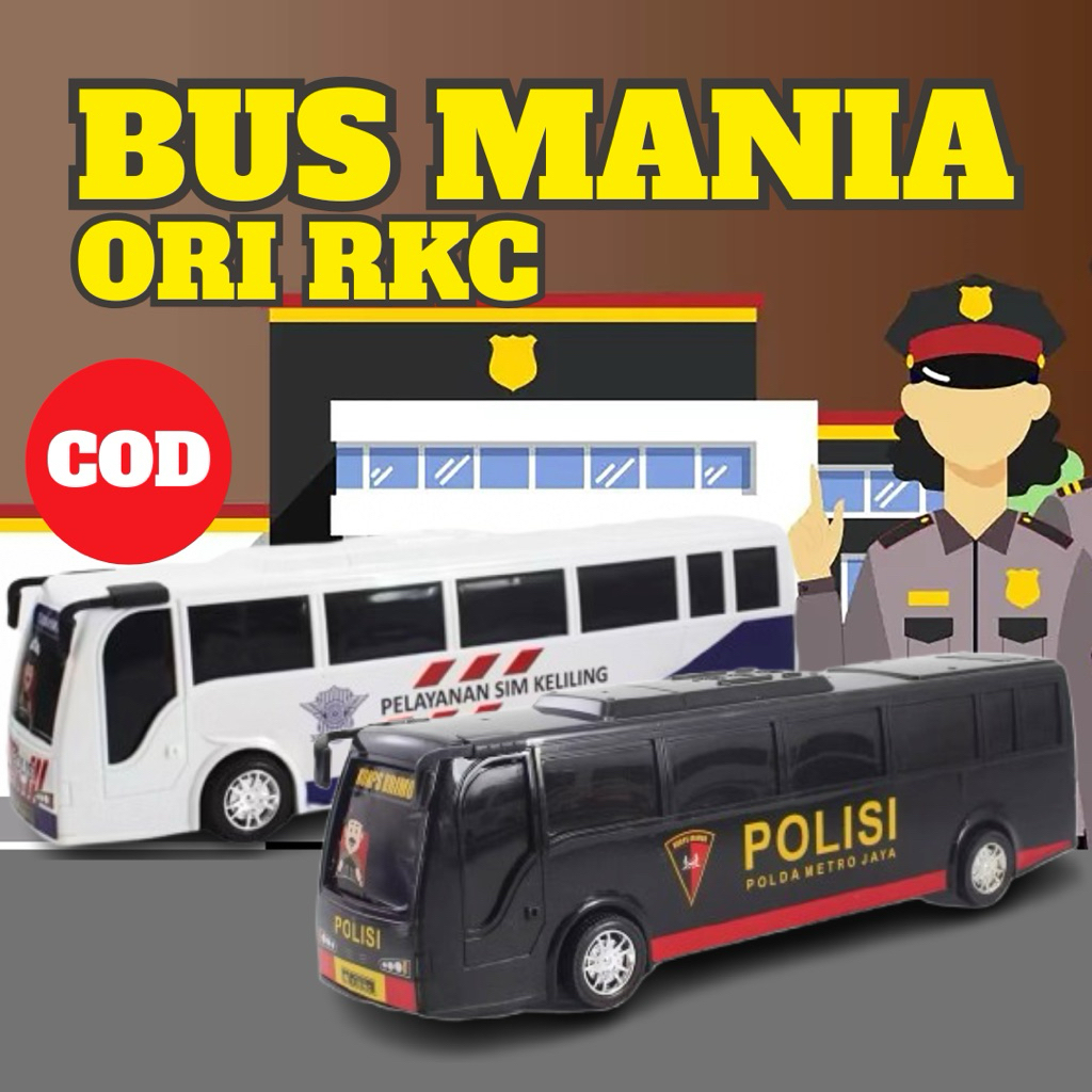 Jual RKC Mainan Kendaraan Bus Polisi Police Bus Friction - Mainan Bis ...