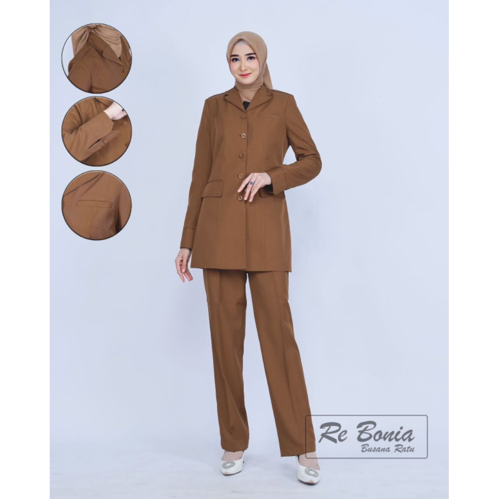 Jual Seragam Re Bonia ,Baju Dinas Pemda Coklat Wanita Terbaru ,Seragam ASN ,PNS ,Pemda Coklat ...