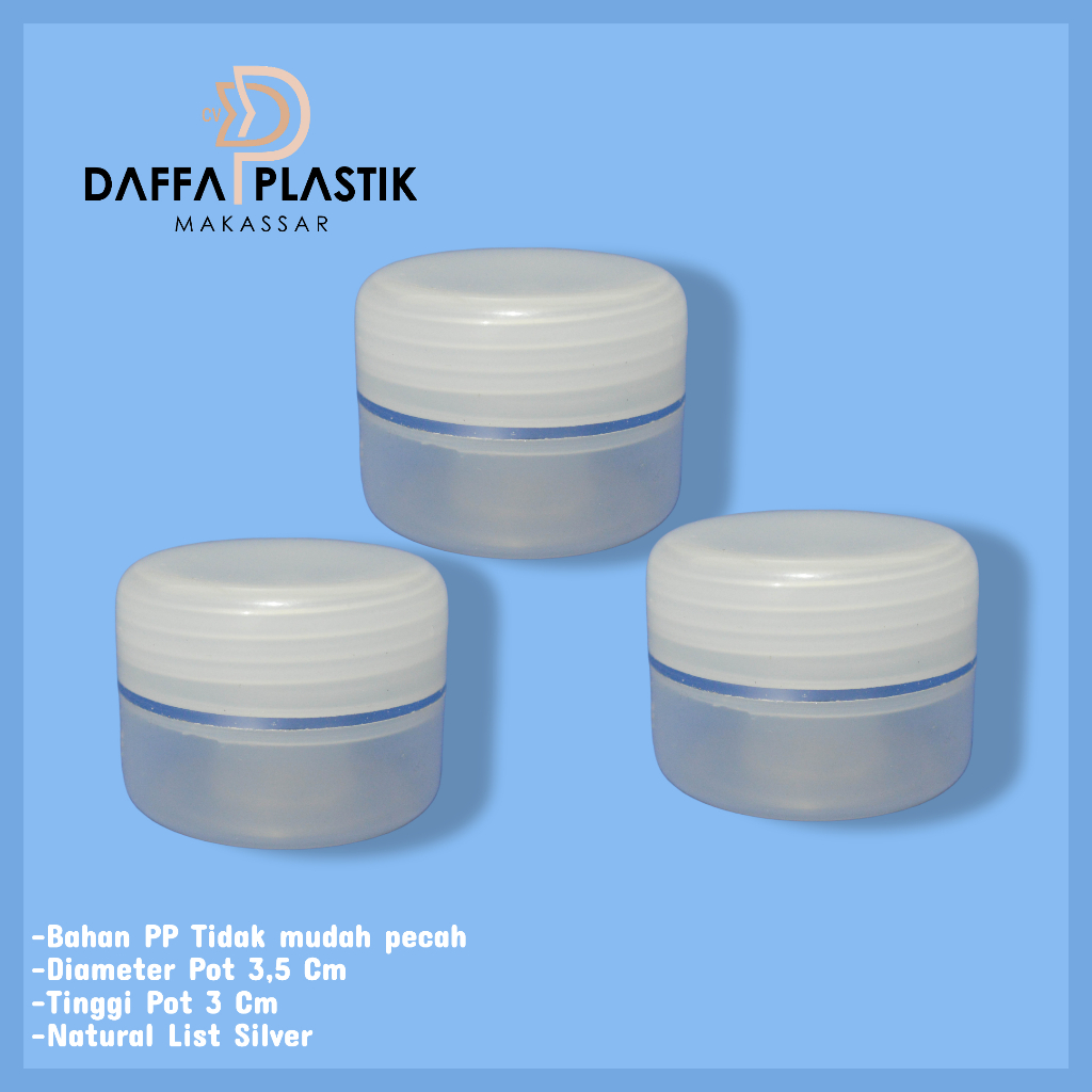 Jual POT CREAM 12,5 GR NATURAL LIST SILVER BAHAN PP PACKAGING KOSMETIK ...