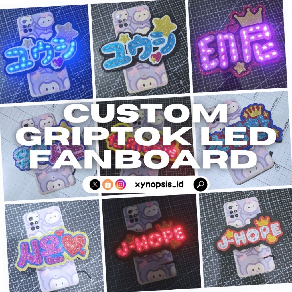 Jual CUSTOM LED POPSOCKET GRIPTOK LIGHSTICK FANBOARD NAMEBOARD KPOP BTS ...