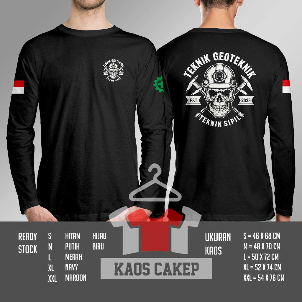 Jual Kaos Pilar Teknik Sipil Teknik Geoteknik Skull est 2025 Lengan ...