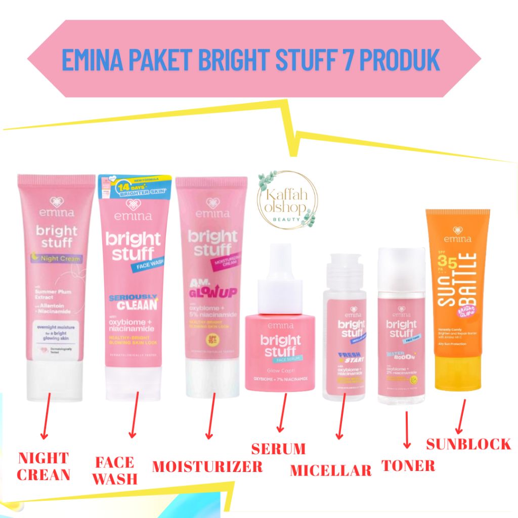 Jual EMINA 1 PAKET BRIGHT STUFF LENGKAP 7 PRODUK | Shopee Indonesia