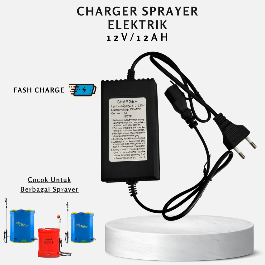 Jual Power Charger Cas Tangki Sprayer Elektrik Hama 12V/12A / Cas Aki ...