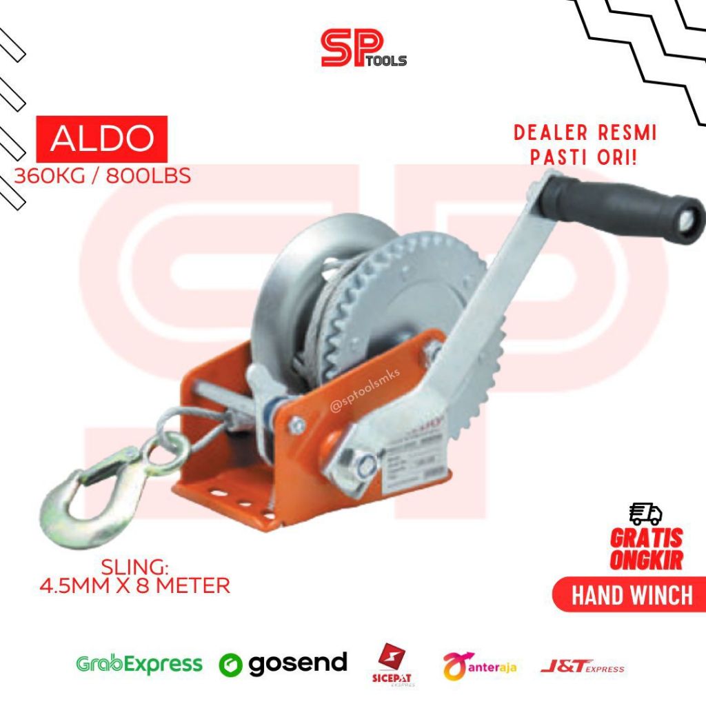 Jual HAND WINCH / KATROL MANUAL KEREKAN KANOPI + 8 MTR SLING 360KG ...