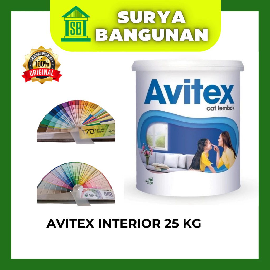 Jual Cat Tembok Avitex Interior 25 kg 1 pail / Cat Plafon GRC Gypsum ...