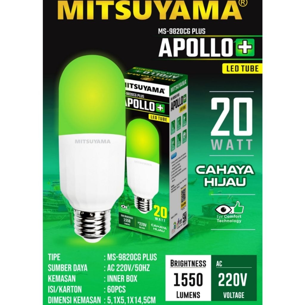 Jual Lampu Led Tube Mitsuyama Apollo Plus Cahaya Hijau 5-20 WATT (Dapat ...