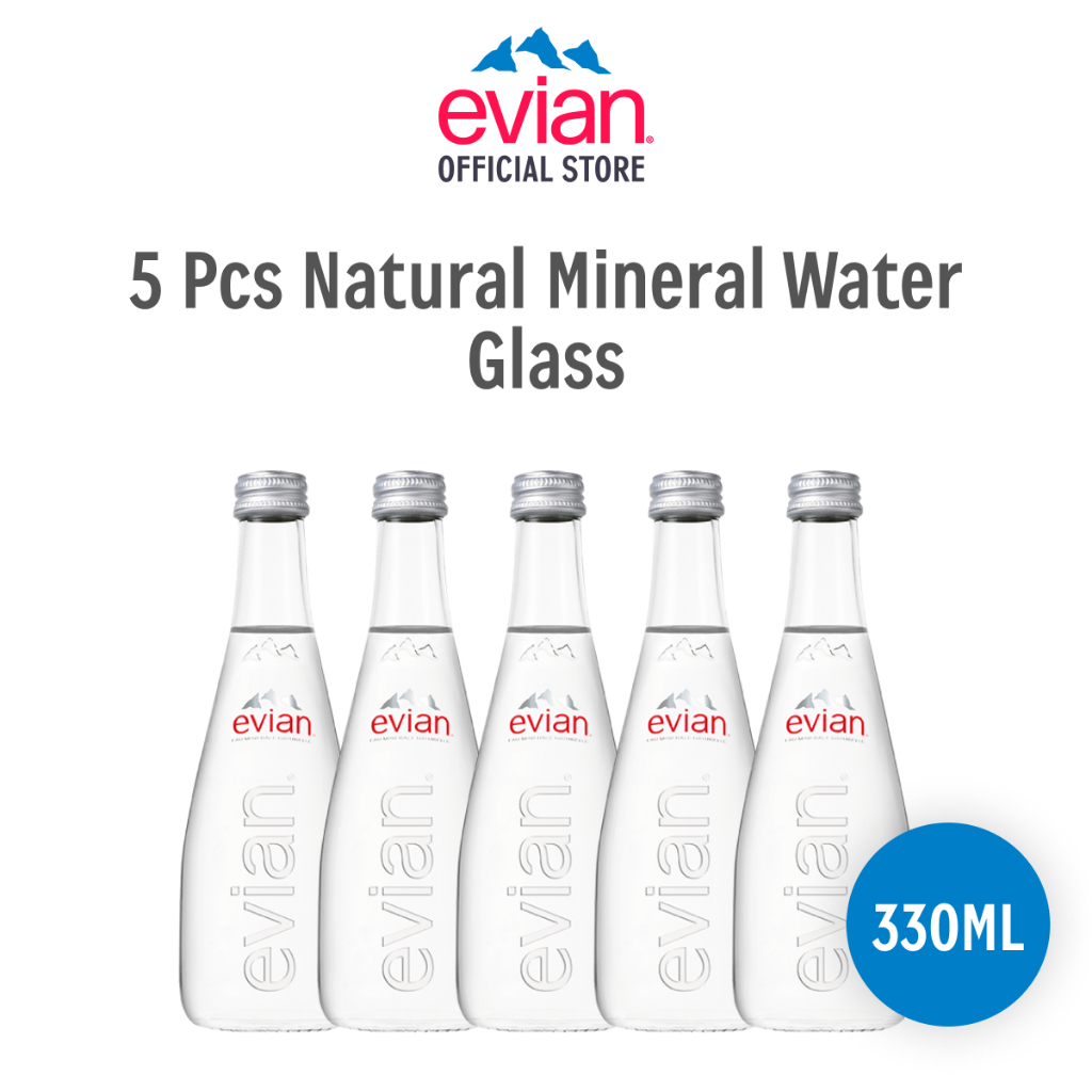 Jual Evian Sparkling Mineral Water Glass 330 ml x5 | Shopee Indonesia