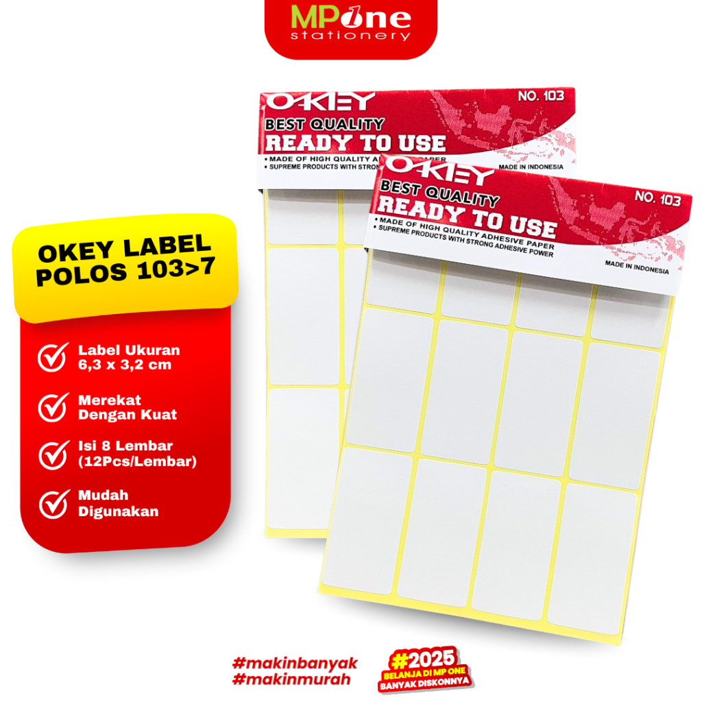 Jual (1PACK) Okey Label Sticker Undangann 103>7 Isi 8 Lembar / Sticker ...
