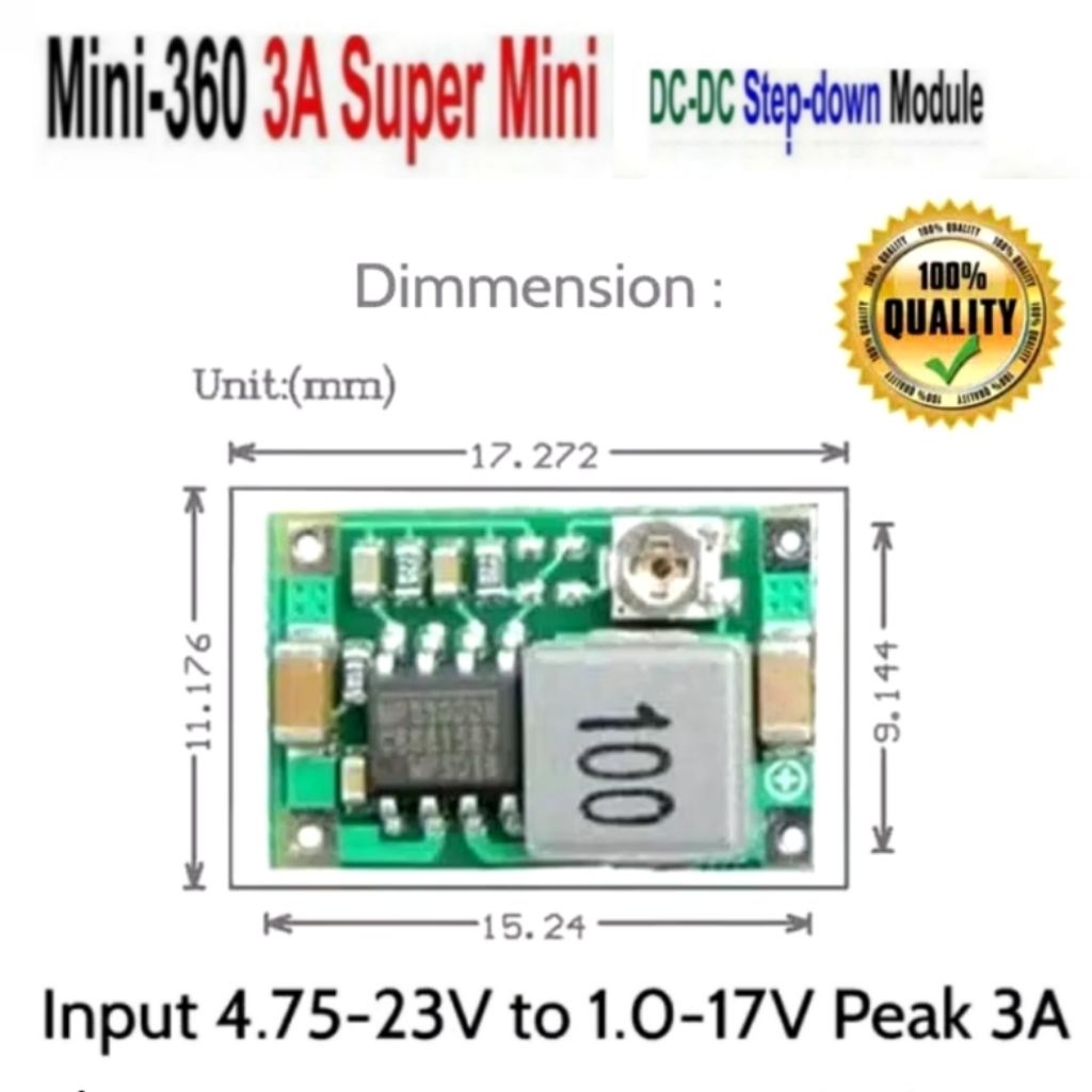 Jual Module Micro Step Down Modul Mini 360 DC Buck Regulator LM2596 ...