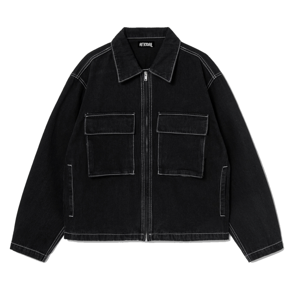 Jual Afterall Work Jacket Boxy Fit Denim Contrast Stitching Black Ash ...