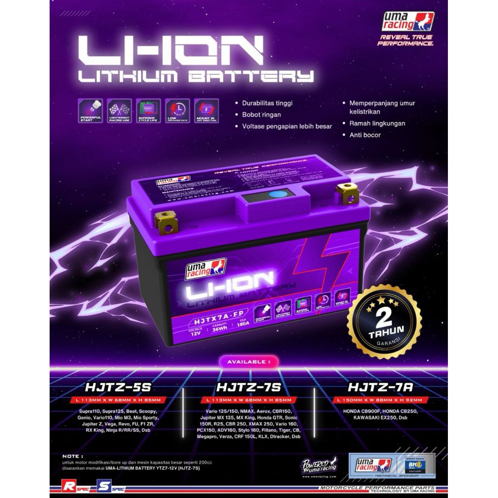 Jual Aki motor Uma/battery lithium Uma HJTZ-5S 12V(Supra 110,Supra 125 ...