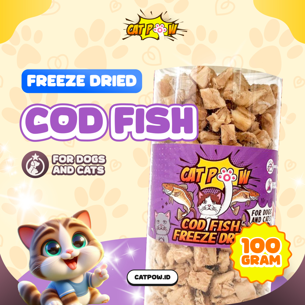 Jual Cod Fish Freeze Dried – Snack Ikan Putih Sehat Rendah Lemak CATPOW ...