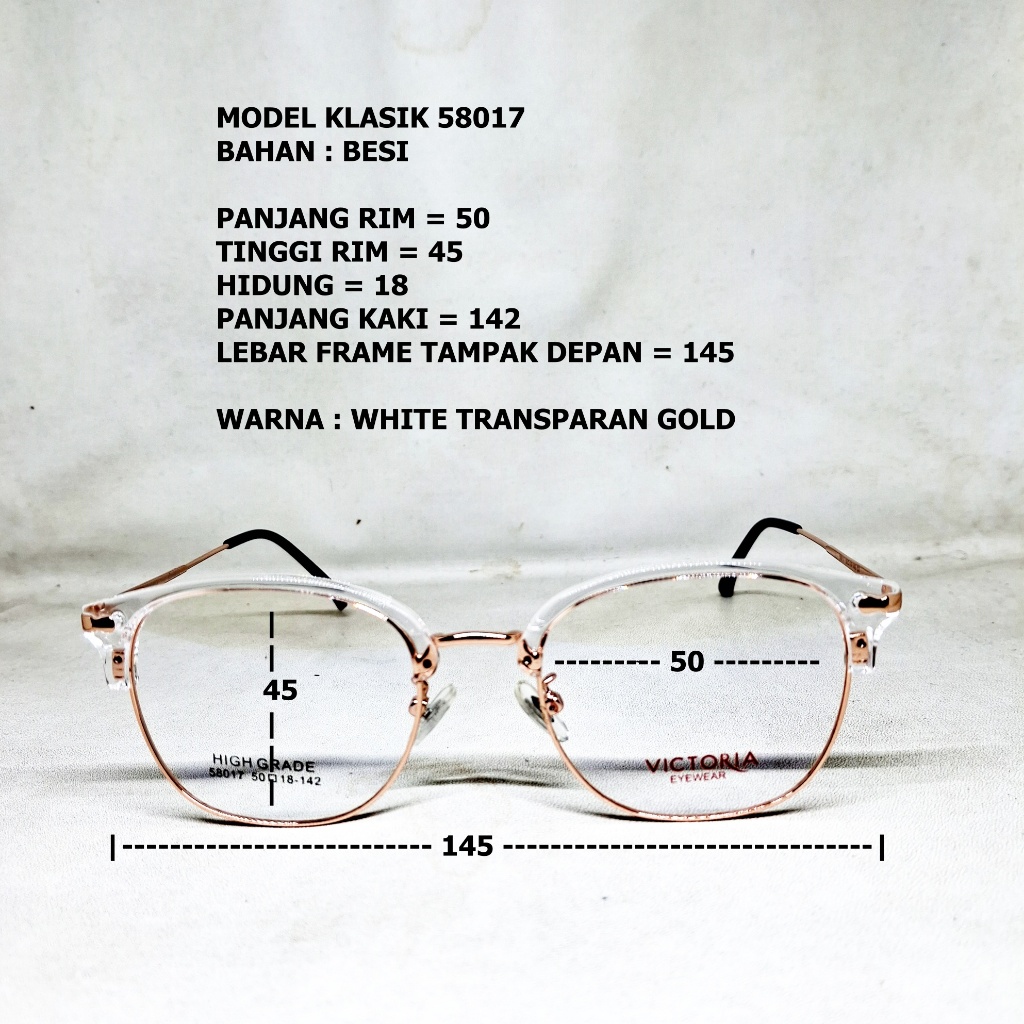 Jual FRAME KACAMATA 58017 KLASIK PRIA WANITA BESI MUKA SEDANG | Shopee ...