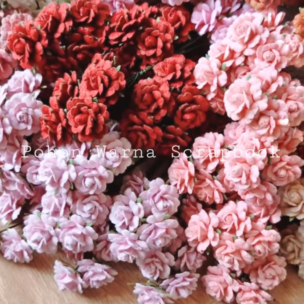 Jual (1,9CM) BUNGA KERTAS MULBERRY FANCY ROSE | BUNGA KERTAS BAHAN ...