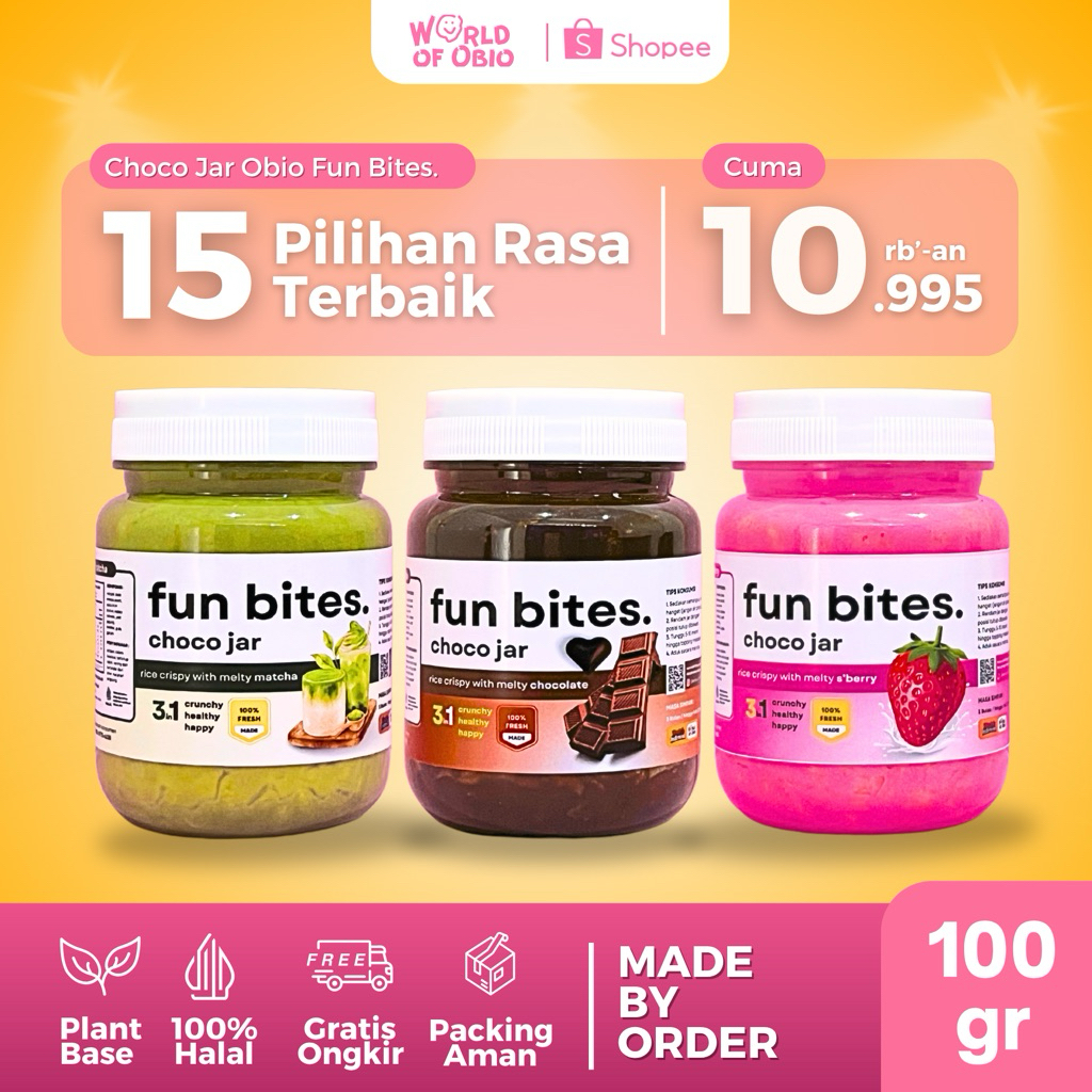 Jual OBIO Fun Bites Choco Jar RICE CRISPY - Cemilan Rasa Chocolate Rice ...