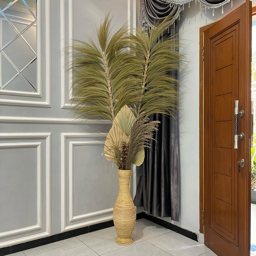 Jual paket bunga kering + vas rotan extra jumbo kwalitas terbaik ...