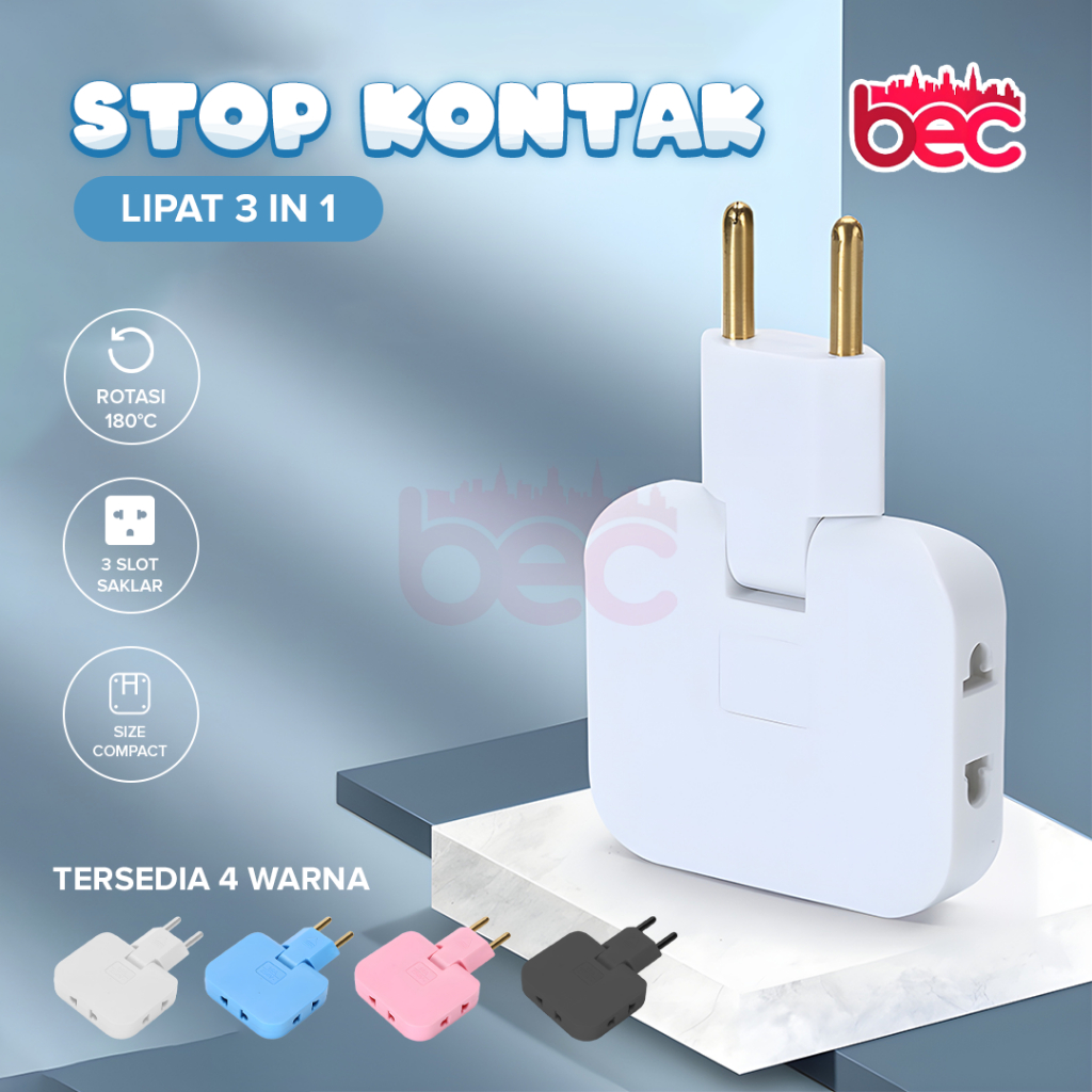 Jual [BEC] 3in1 Stop Kontak Steker Lipat | Colokan Steker lipat ...