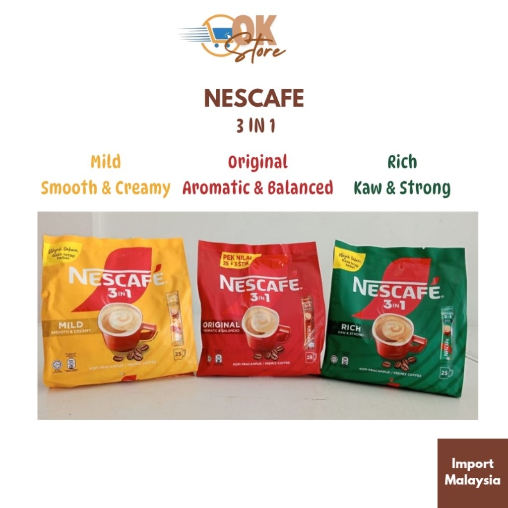 Jual Nescafe 3 IN 1 Tersedia 3 Varian : Mild, Rich, Original | Shopee ...