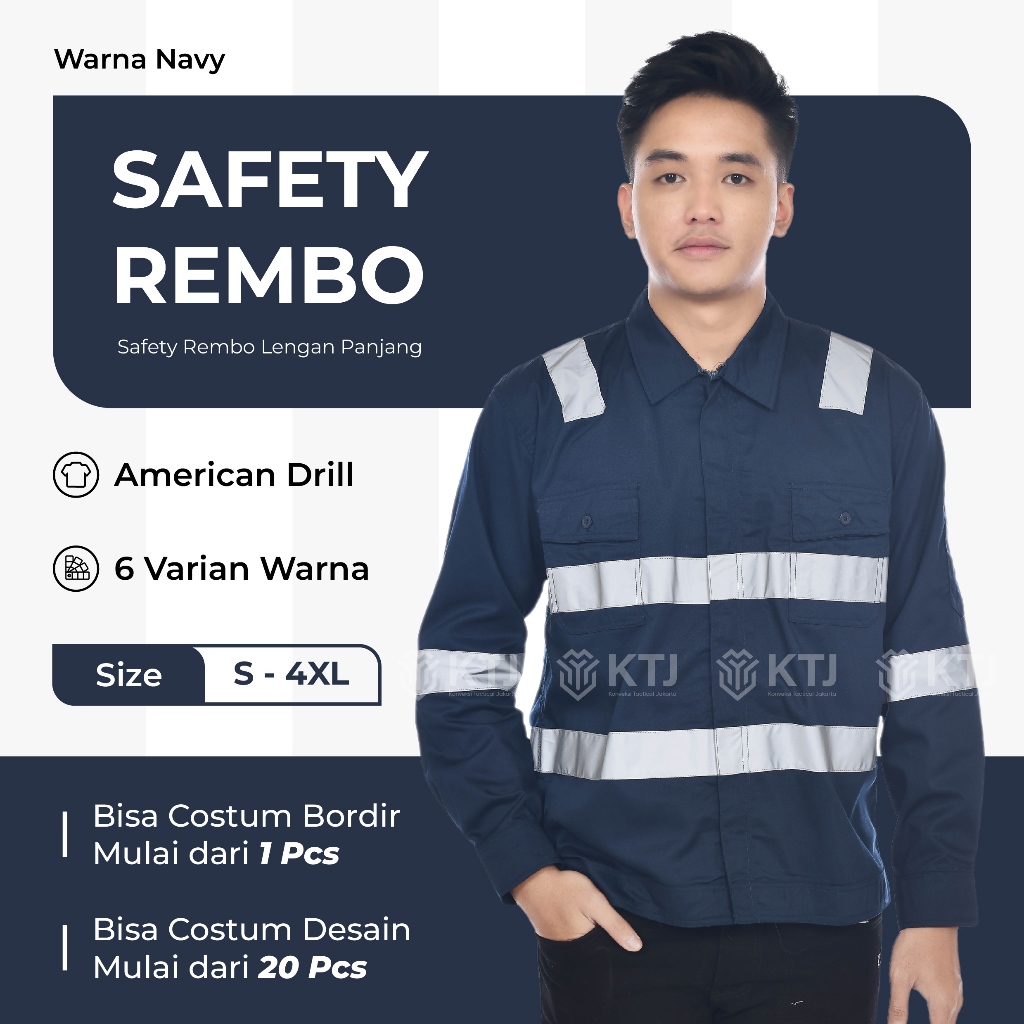 Jual Baju Kemeja Safety Rembo Seragam Wearpack Kerja Lapangan Proyek ...