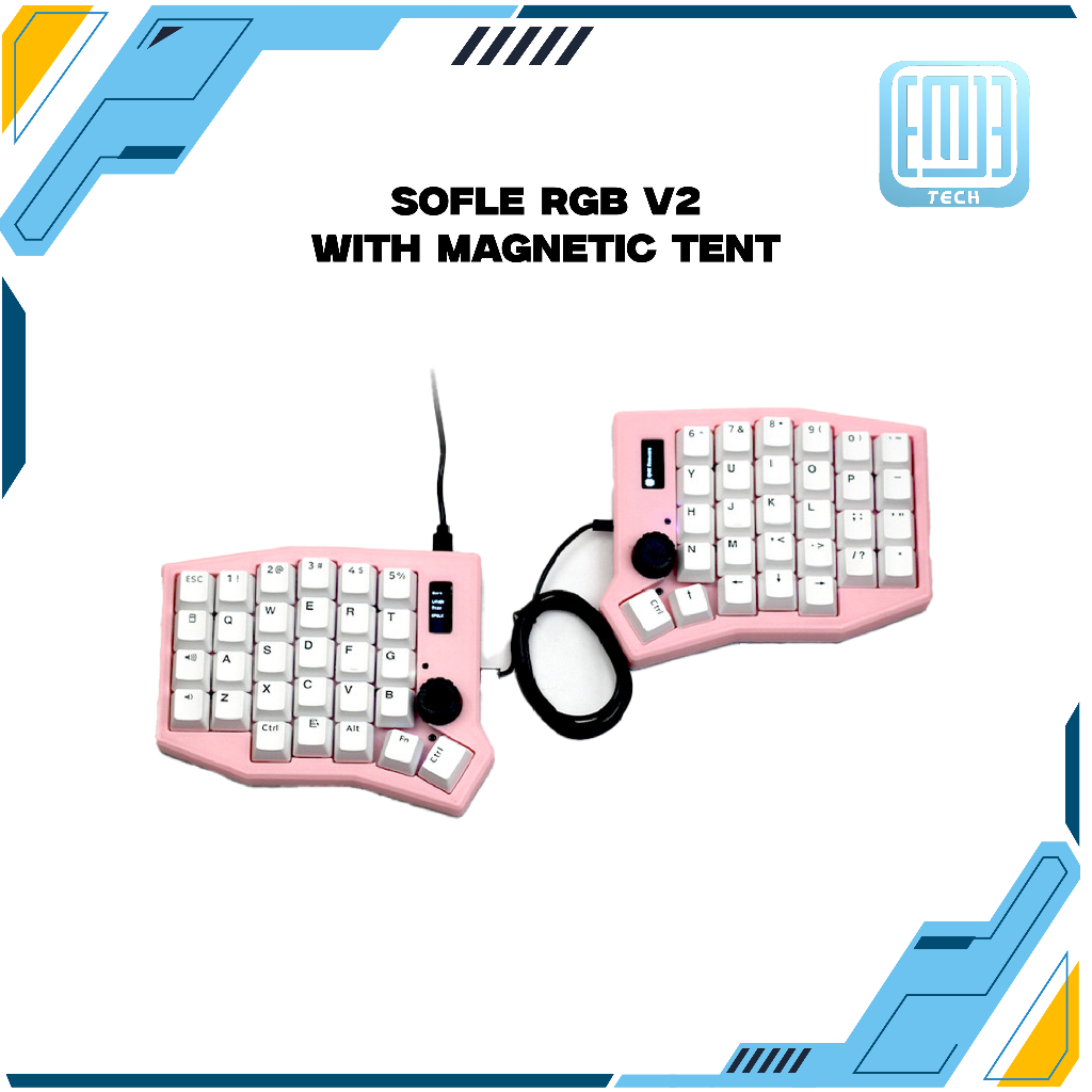 Jual Sofle RGB Underglow V2.1 Ergo Split Mechanical Keyboard VIA Knob with Magnetic Tent ...