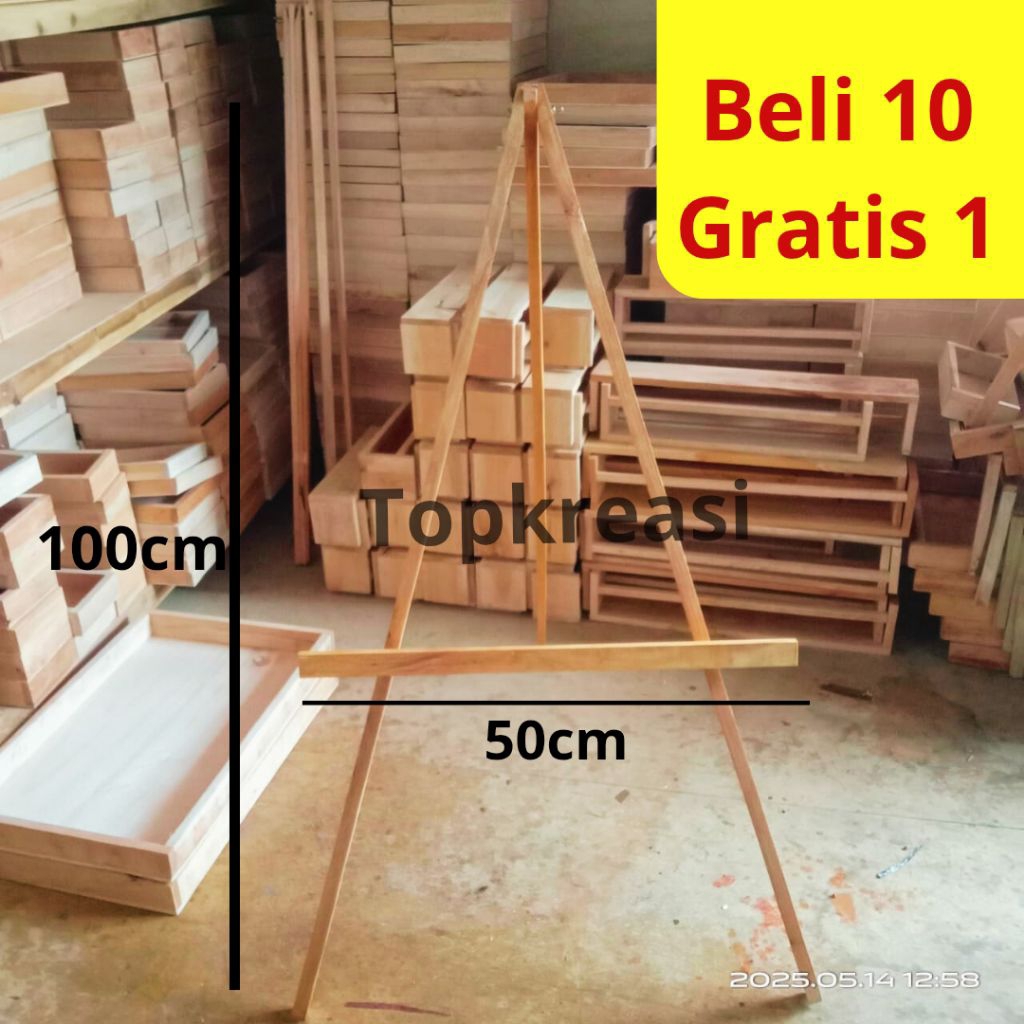 Jual Standing Poto Kayu Tinggi 100cm/Tripod Stand Foto Wooden Frame ...