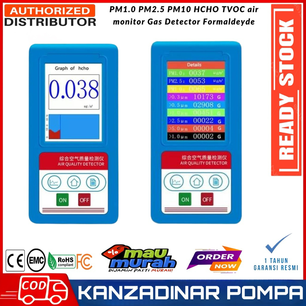 Jual PM1.0 PM2.5 PM10 HCHO TVOC air monitor Gas Detector Formaldeyde | Shopee Indonesia
