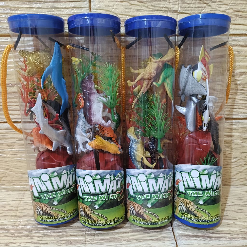Jual mainan wild animal set 12 pcs binatang set hewan mini cake topper ...