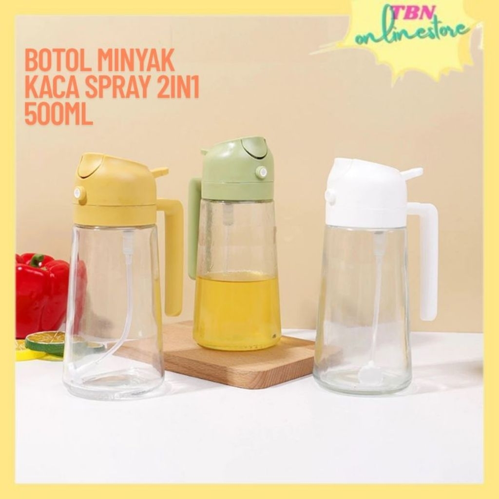 Jual Botol Minyak Kaca Spray 500 ML Anti Tumpah Multifunction Oiler ...