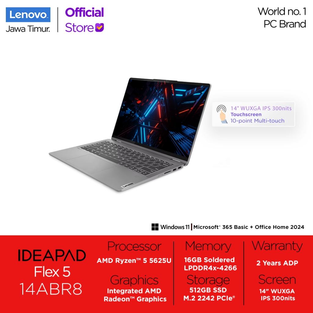 Jual Lenovo Flex 5 HXID AMD Ryzen 5 5625U 16GB 512GB Integrated AMD ...