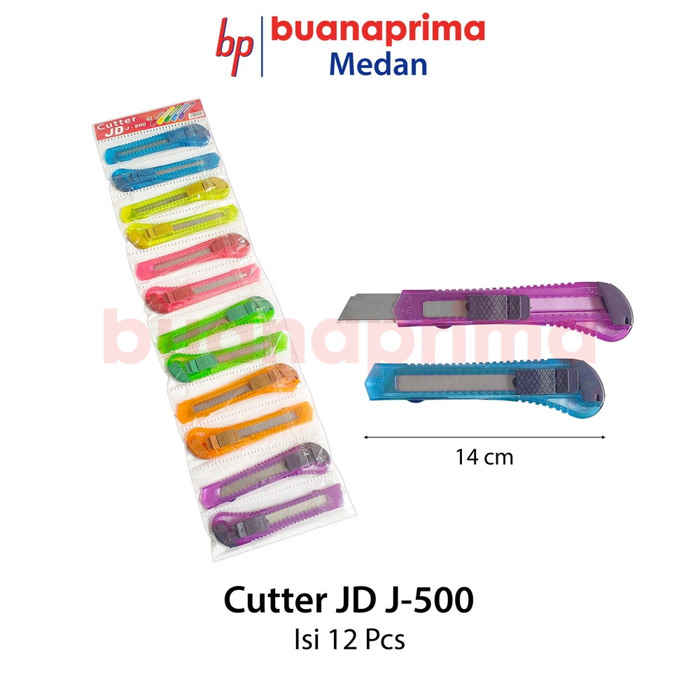 Jual CUTTER TRANSPARAN JD J-500 isi 12 pcs Cutter Besar Papan Bening ...