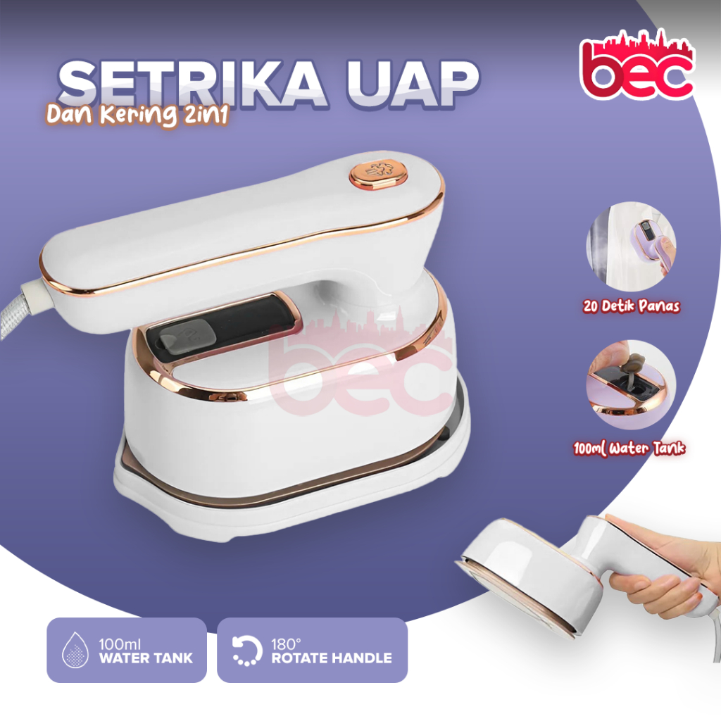 Jual [BEC] Mesin Setrika Uap Panas | Setrika 2in1 | Setrika Mini | Setrika Portable Cepat Panas ...