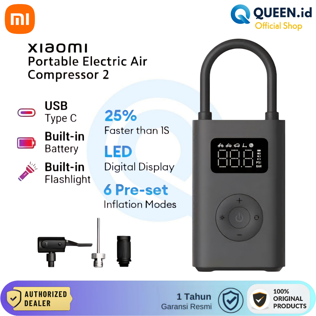 Jual Xiaomi Portable Electric Air Pump Compressor 2 Pompa Angin Ban ...