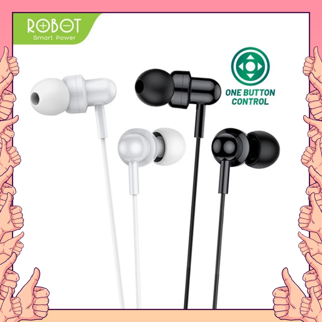 Jual Robot Headset Wired Headset Earphone Bass Clear Mic Android iPhone ...