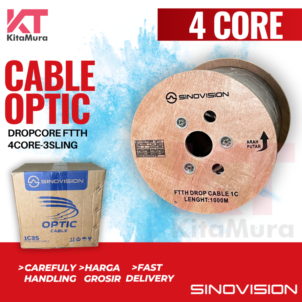 Jual Kabel DROPCORE FO 1000 Meter 1/2/4 Core 3 Seling Fiber Optic FTTH ...