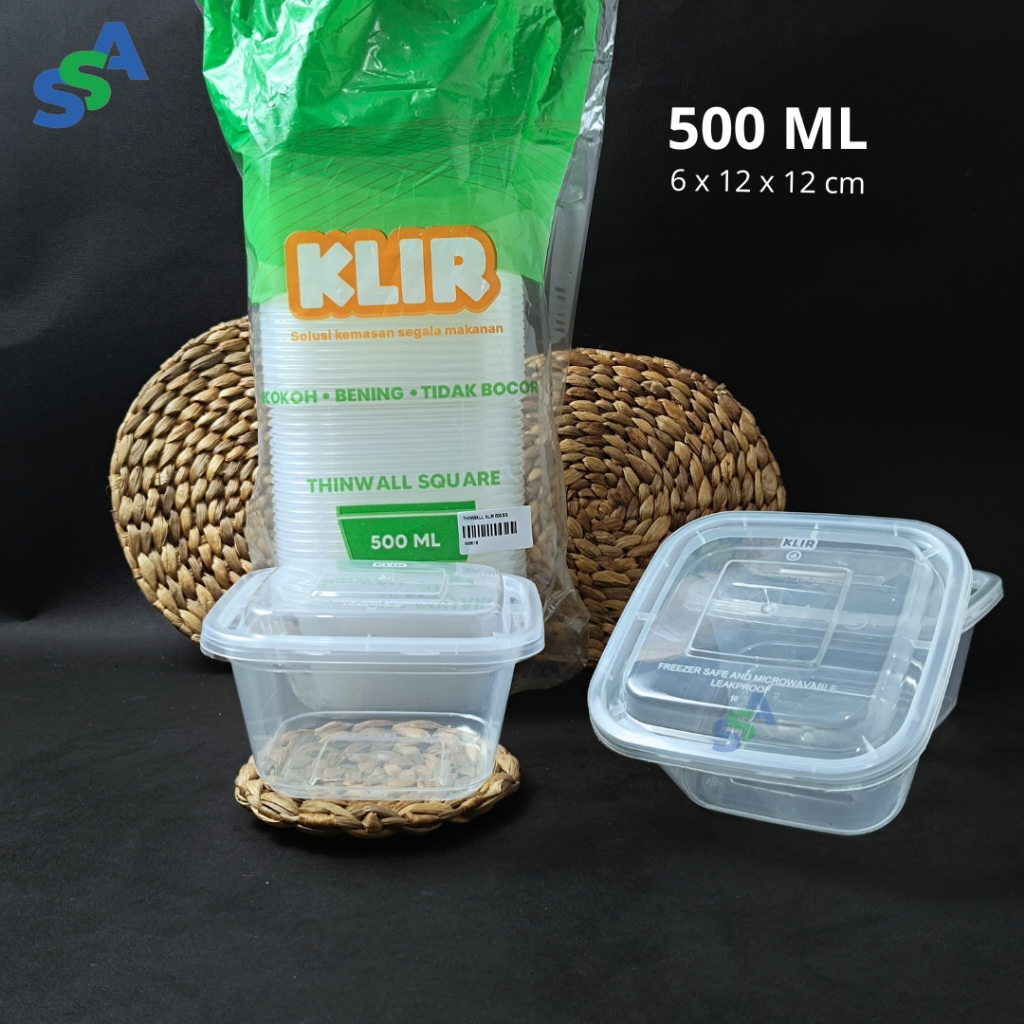 Jual THINWALL KLIR SQUARE 500 ML ISI 25 PCS / THINWALL BERBAGAI BENTUK ...