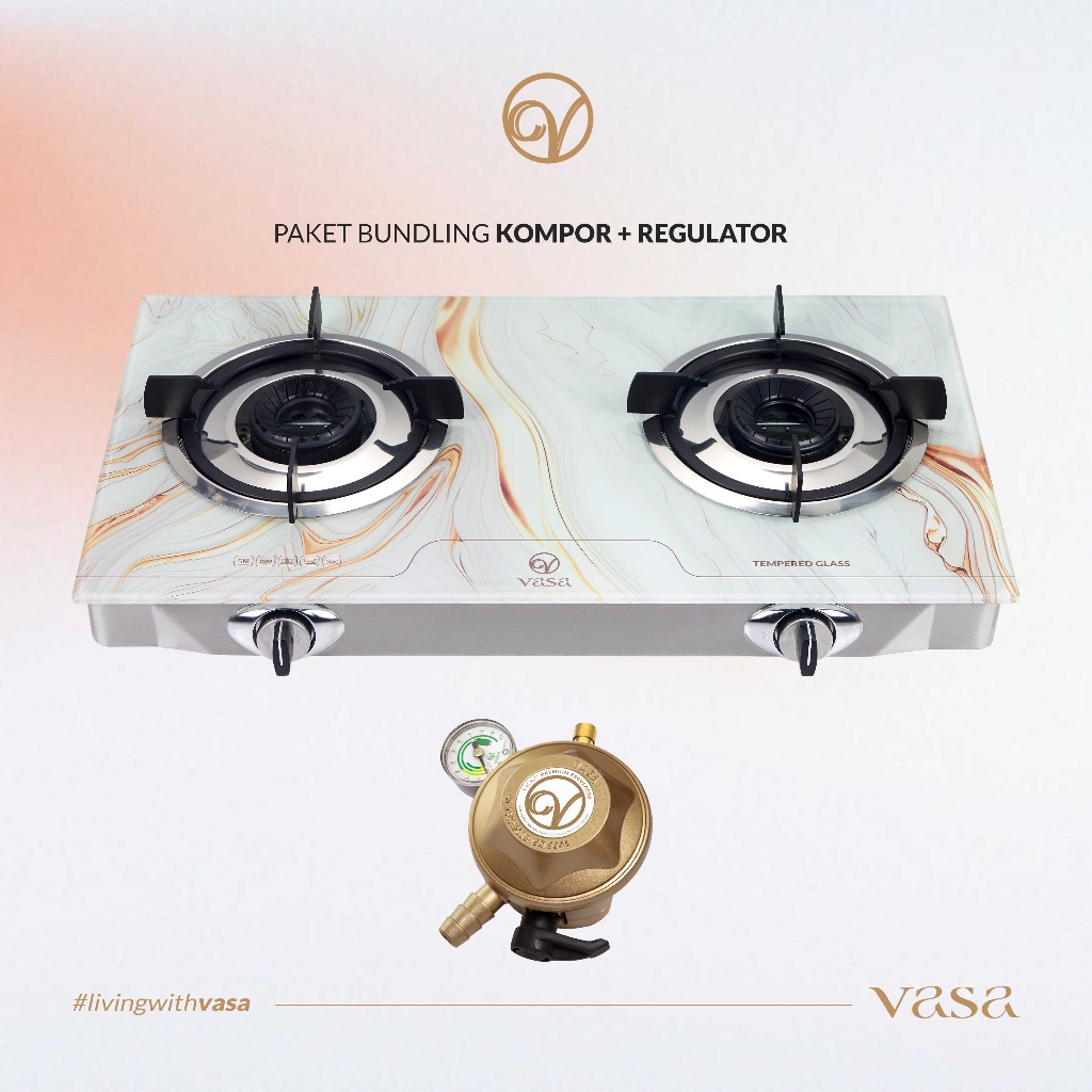 Jual VASA PAKET BUNDLING KOMPOR GAS PRO SERIES 2 TUNGKU MOTIF GRANITE MARBLE + REGULATOR GAS LPG ...