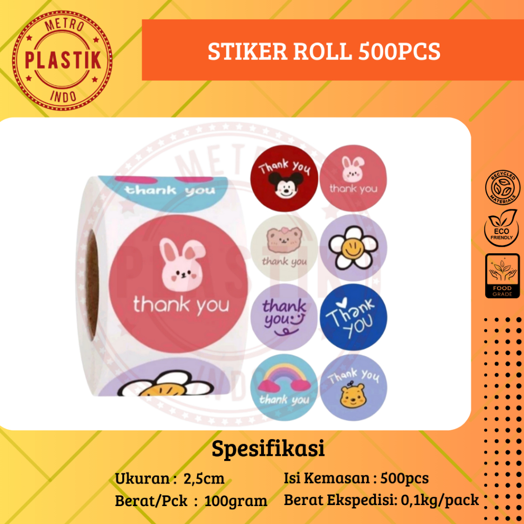 Jual Stiker Roll 500pcs Selamat Menikmati Sticker Makanan Kue Thank You ...