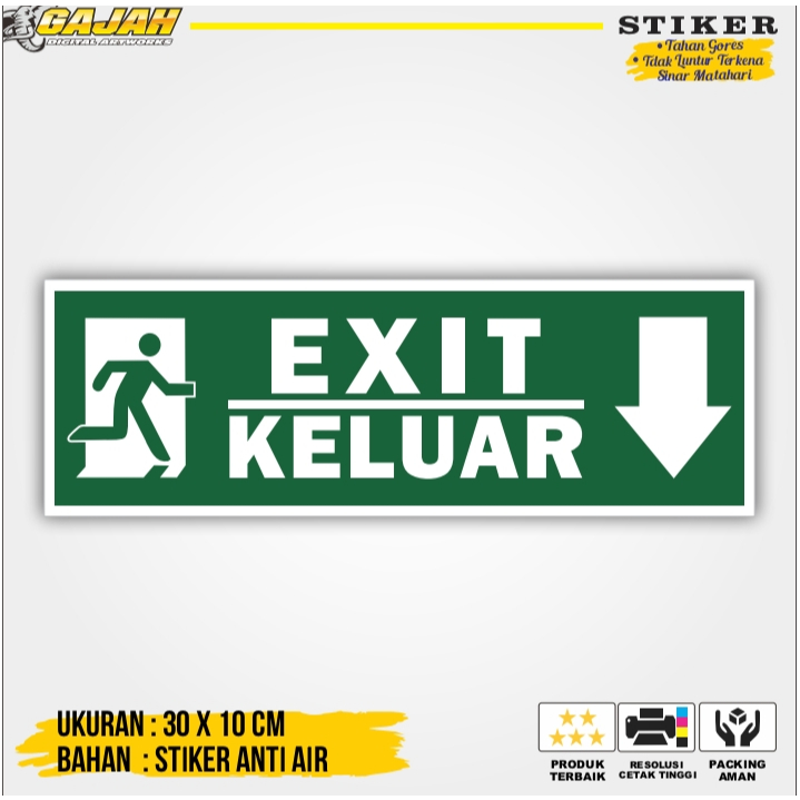 Jual SIGN / RAMBU STIKER JALUR EVAKUASI EXIT BAWAH | Shopee Indonesia