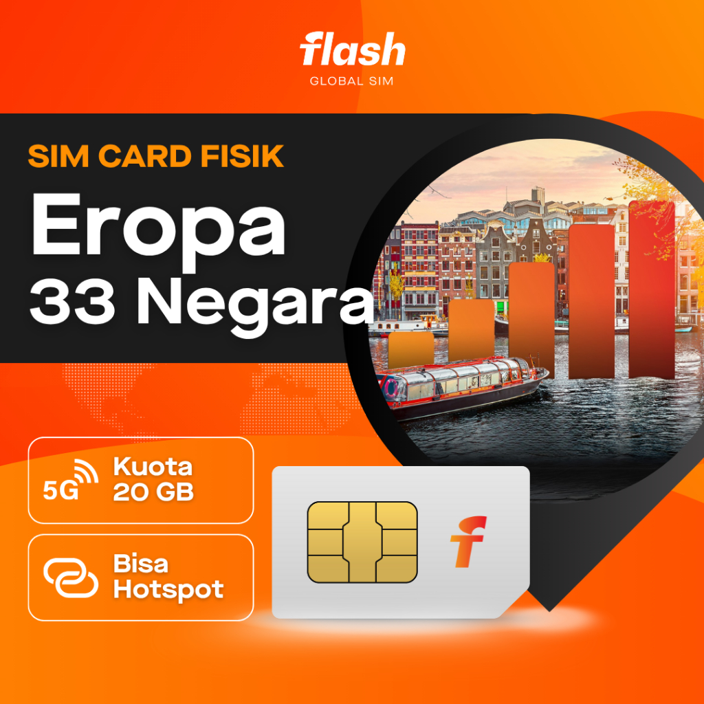 Jual Flash SIM Card Eropa 33 Negara 1GB-20GB Big Data (Simcard Europe, Spain, UK, Netherlands ...
