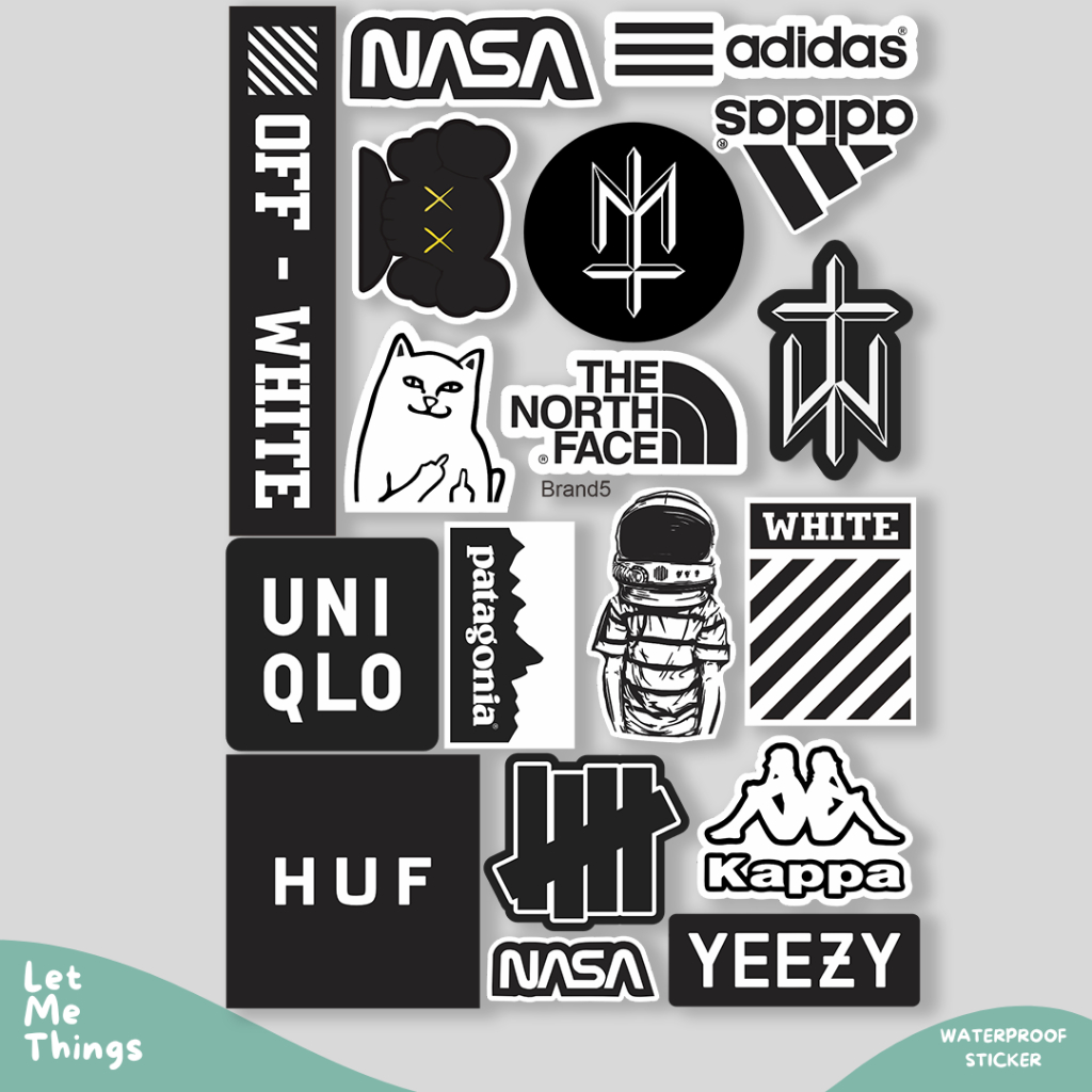 Jual sticker pack brand hypebeast maternal tnf adidas || stiker helm ...