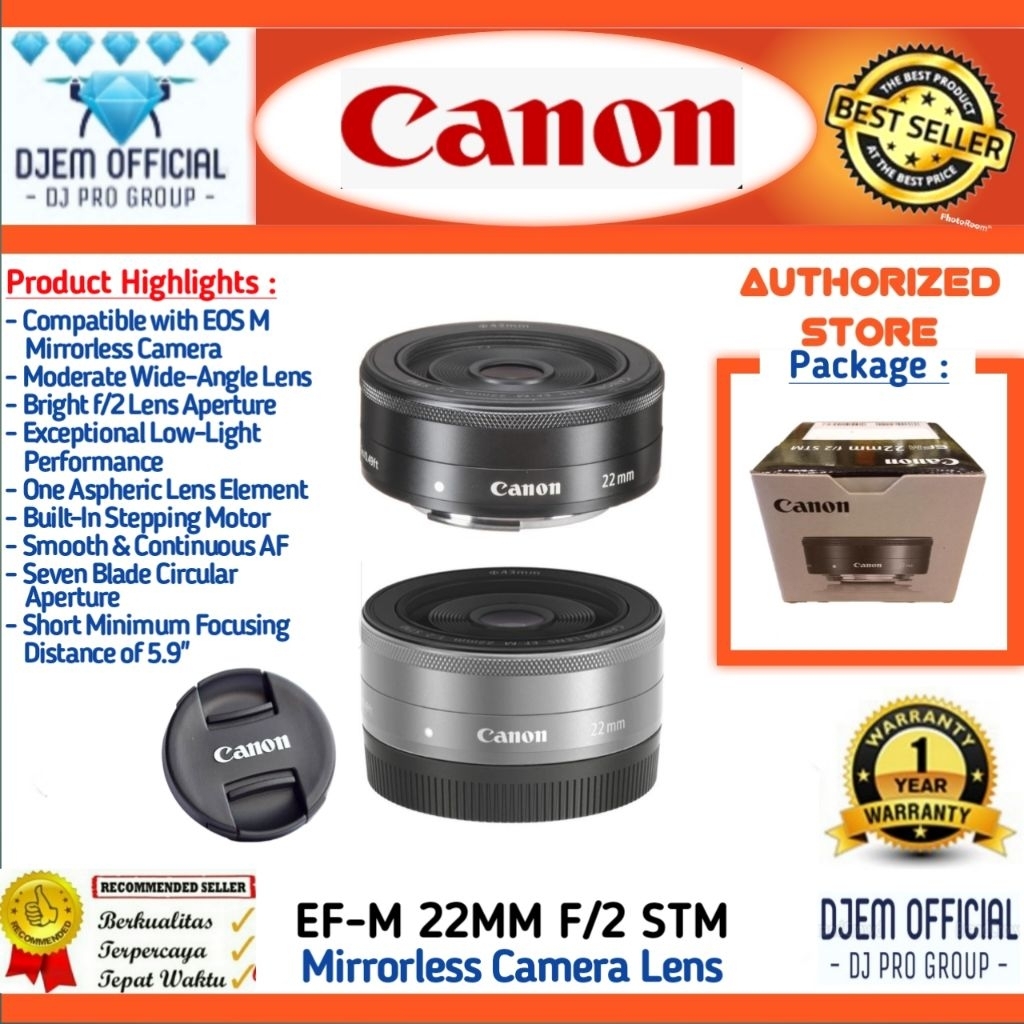 Jual CANON EF-M 22MM f/2 STM Lens Camera Mirrorless Canon 22mm f2 STM Lensa Kamera Canon EOS-M ...