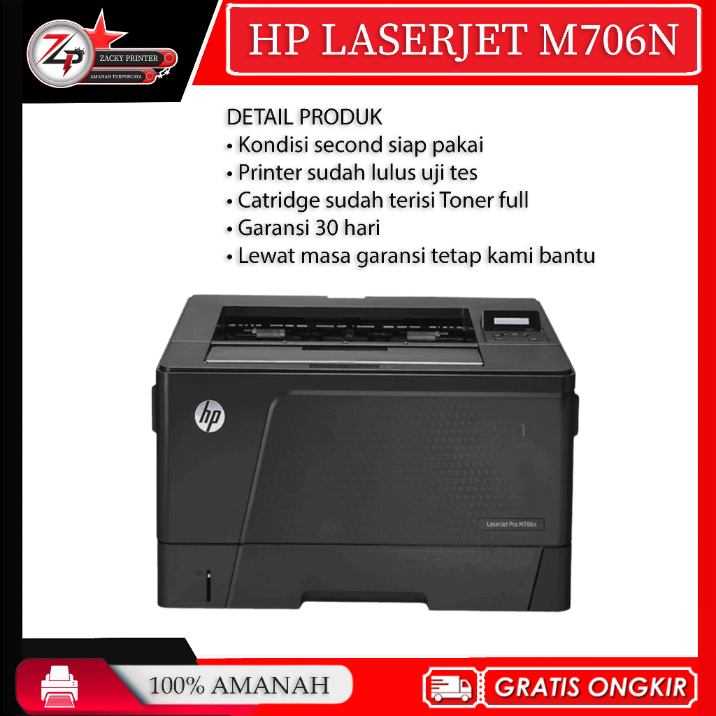 Jual Printer HP laserjet pro m706n laser mono A3 sudah siap pakai murah ...