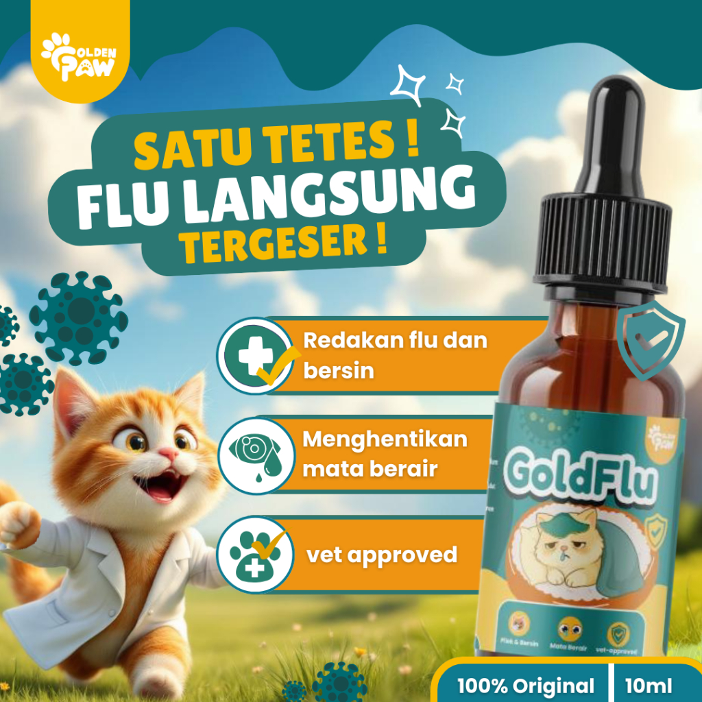 Jual Golden Paw - GoldFlu 10 ML Obat Flu Kucing untuk Meredakan Gejala Flu dan Pernafasan dengan ...