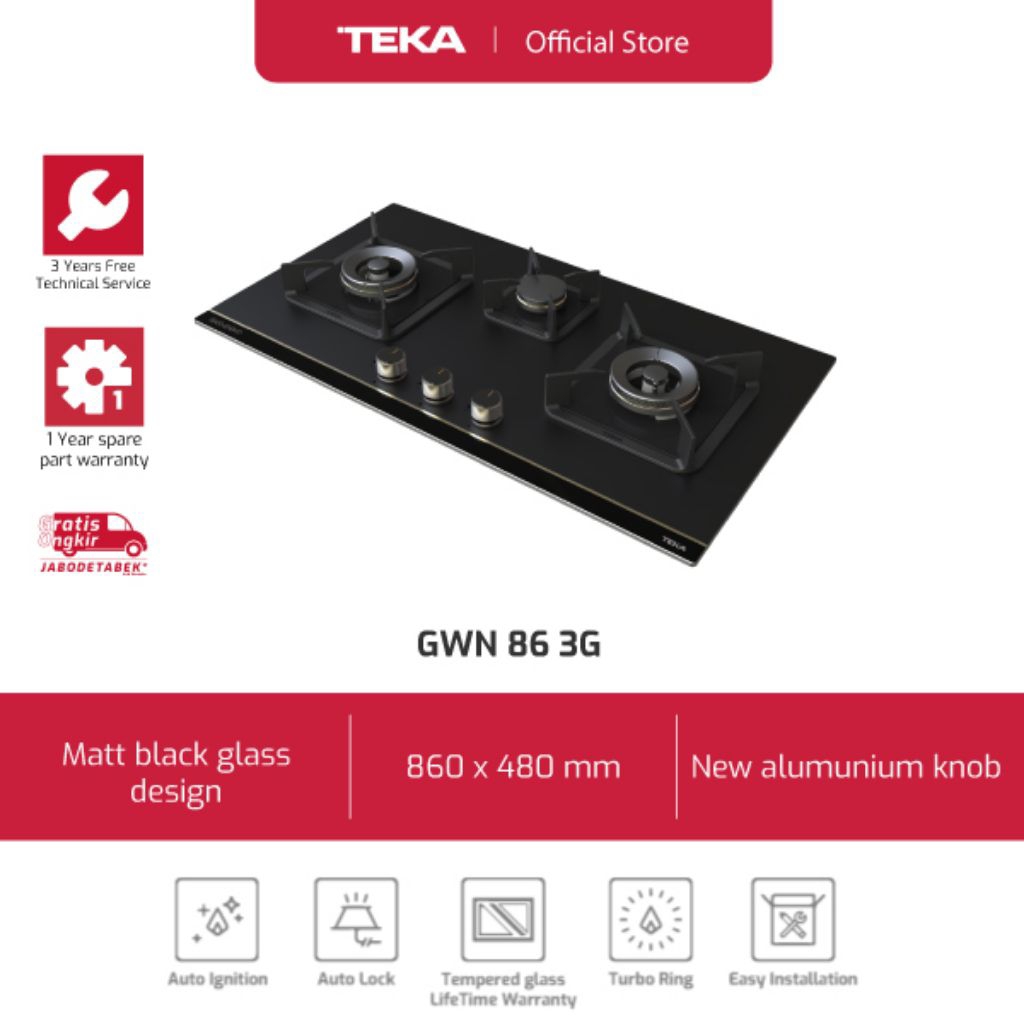 Jual Kompor Tanam Teka GWN 86 3G Black Matt | Shopee Indonesia